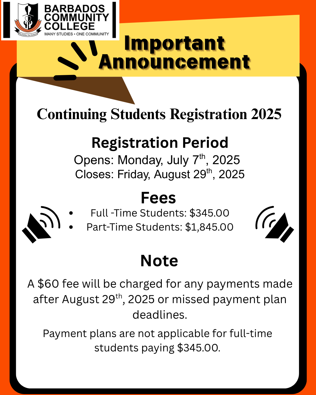 Registration for Continuing Students / Calendar / BCC Today / Barbados ...