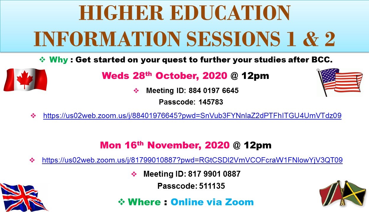 Higher Education Information Sessions 1 / Calendar / BCC Today ...